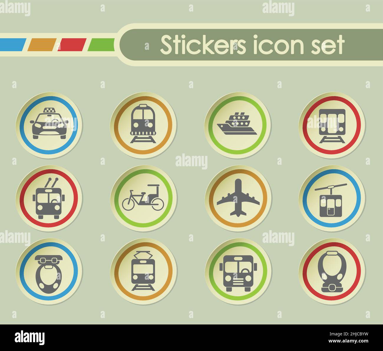 public transport round sticker icons for your creative ideas Stock ...