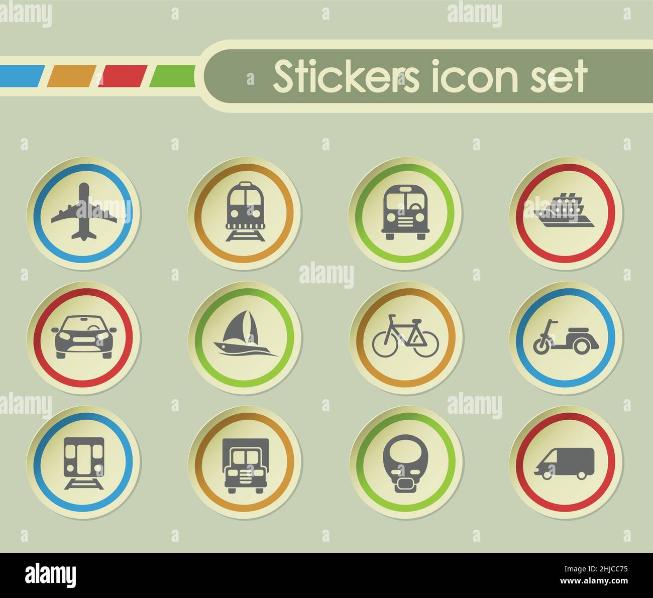 transport round sticker icons for your creative ideas Stock Vector ...