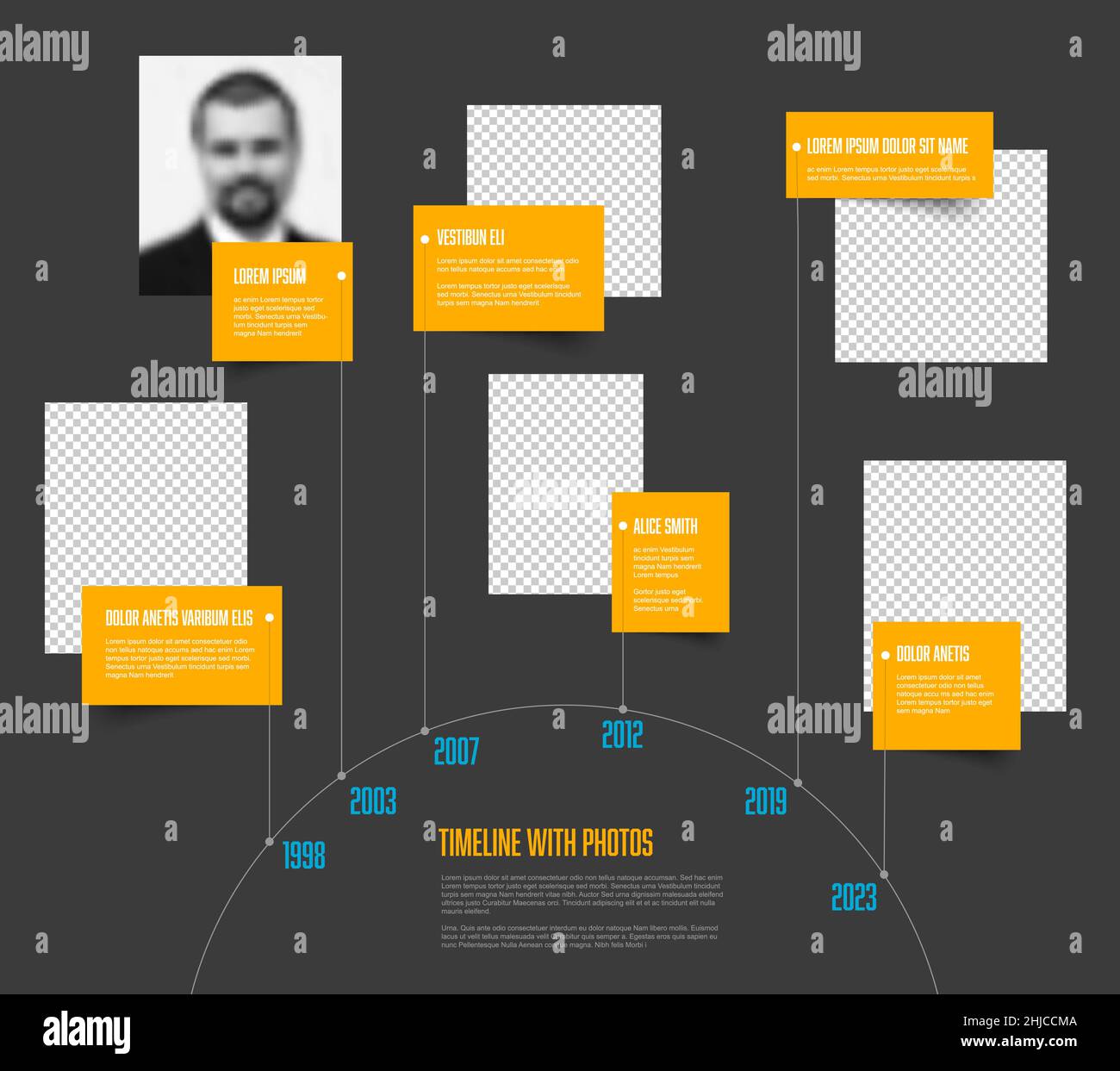 Vector simple infographic circle time line template with rectangle ...
