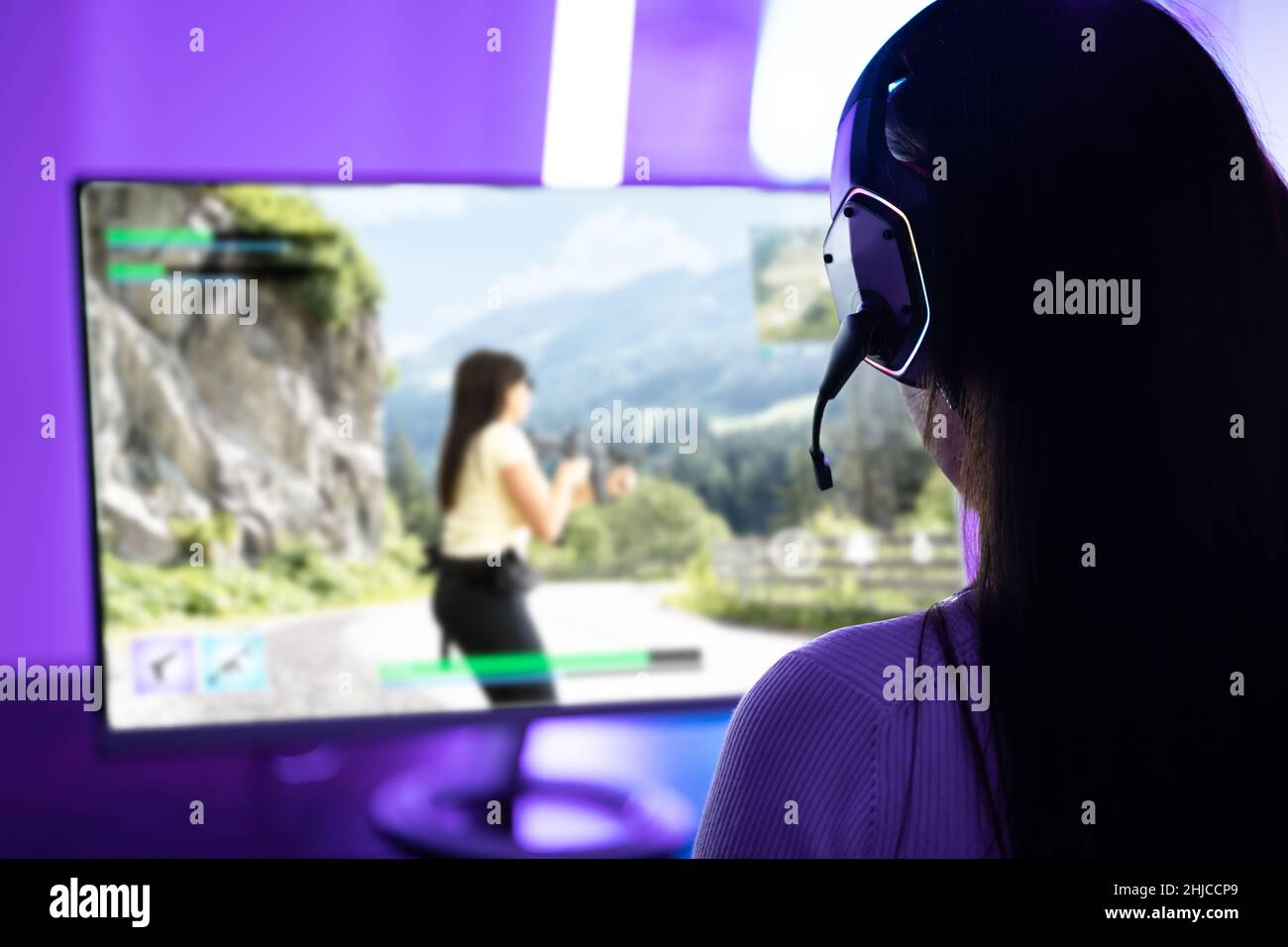 Online Esports PC Player. Young Gamer Girl Stock Photo - Alamy