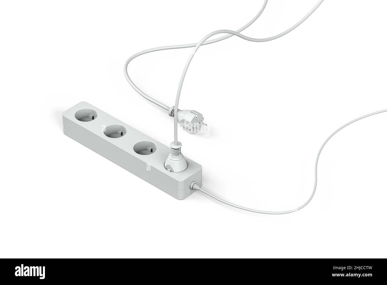 Gray power strip isolated on white background - 3d render Stock Photo ...