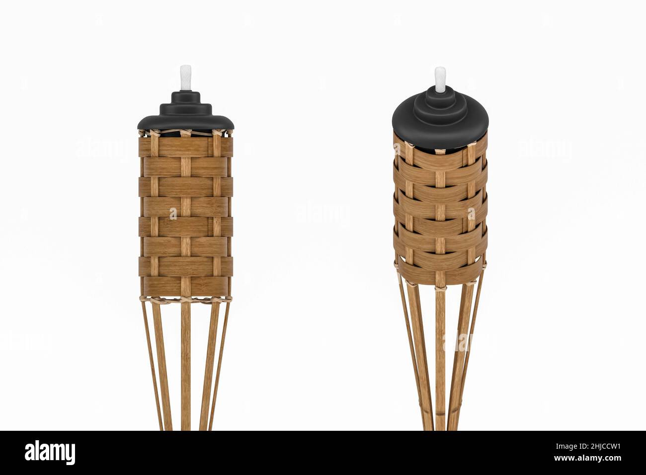 Garden bamboo torch isolated on white background - 3d render Stock ...