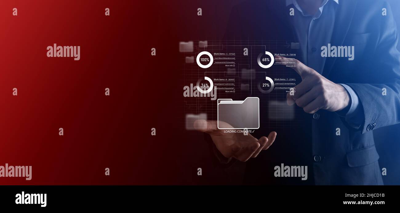 Business developer hand using board framework on virtual modern ...