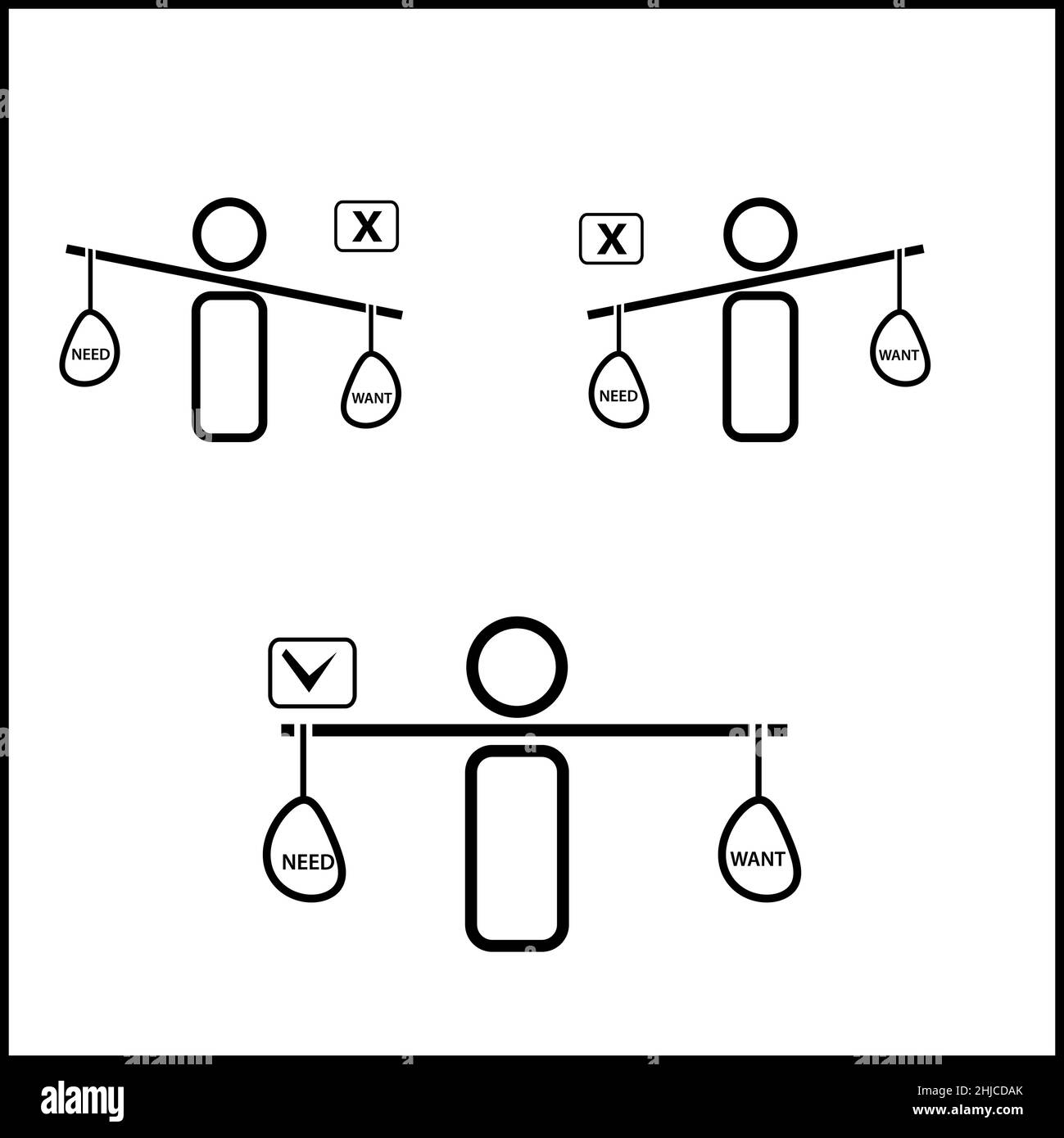 Conceptual illustration of people and scales. the concept of balance ...