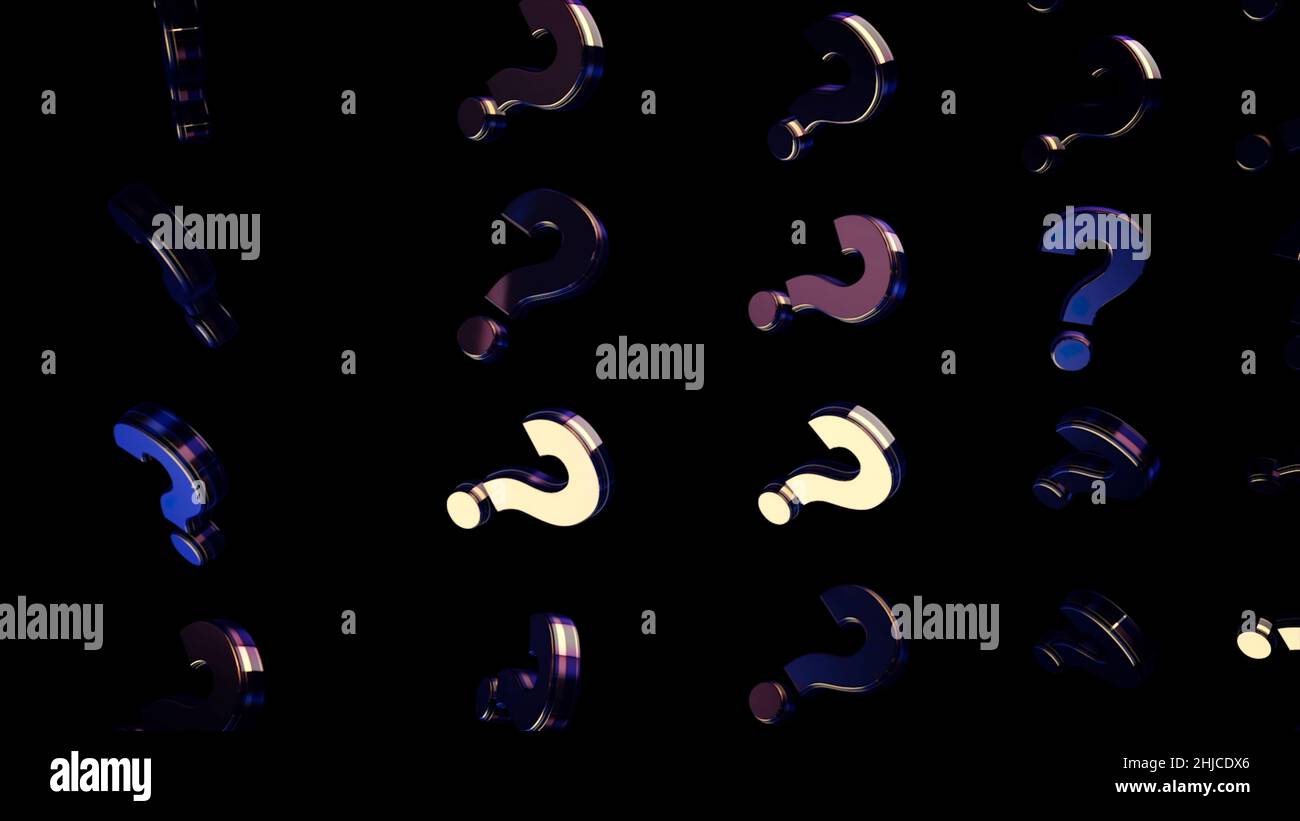 Abstract of moving question marks on black background. Animation ...