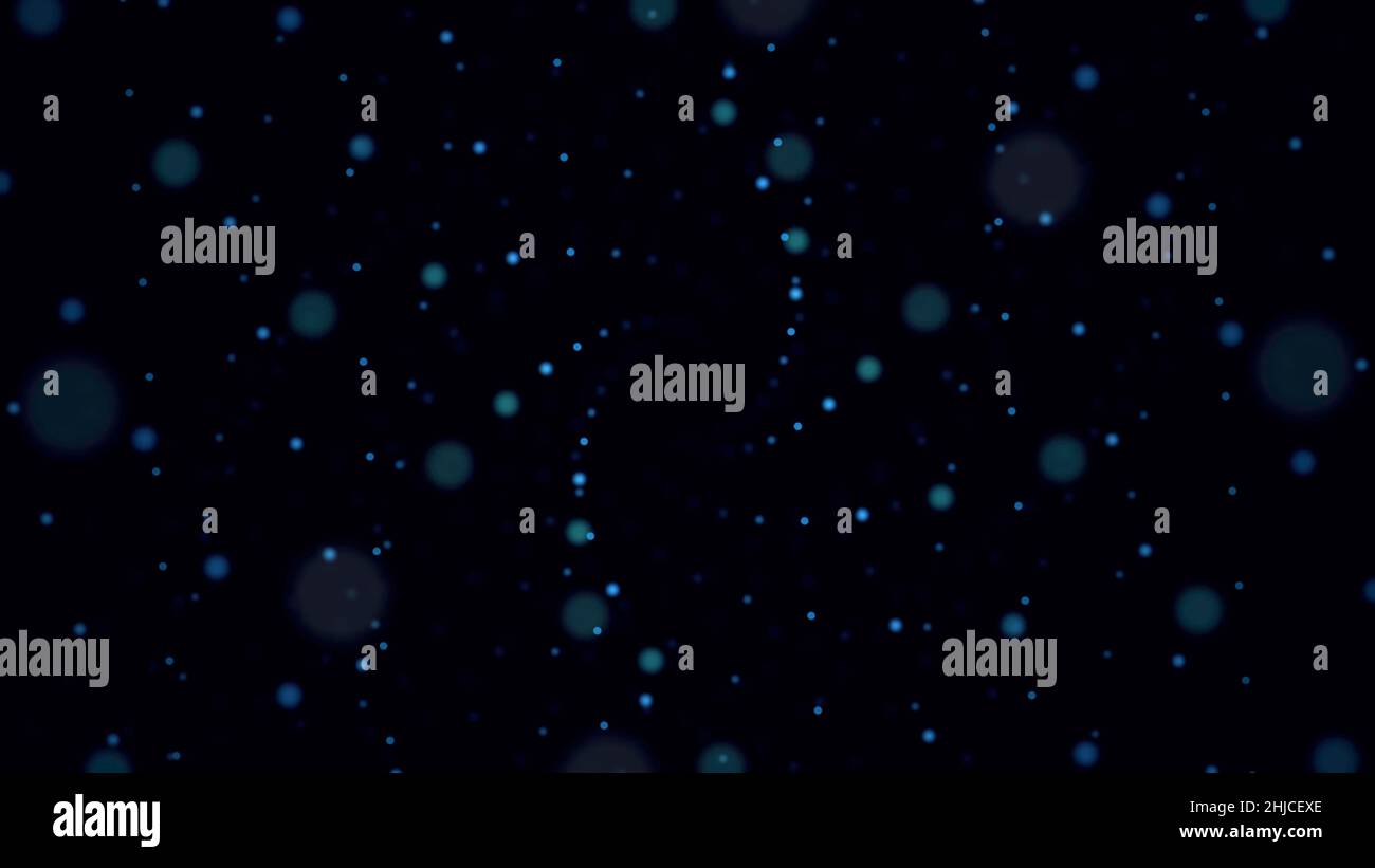 Abstract animation of moving blurred stains in tunnel on a dark blue ...