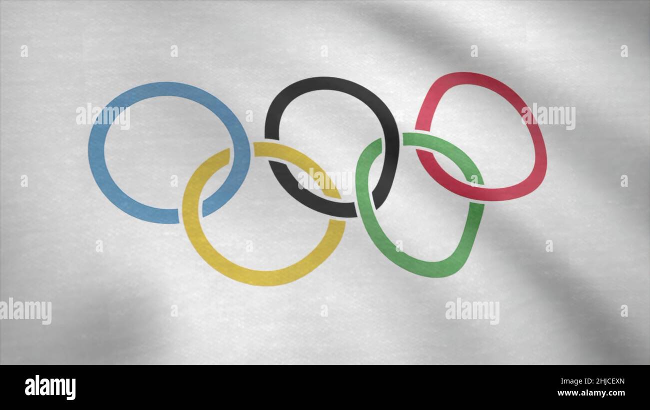 Olympic games flag waving animation. Olympic games flag Stock Photo - Alamy