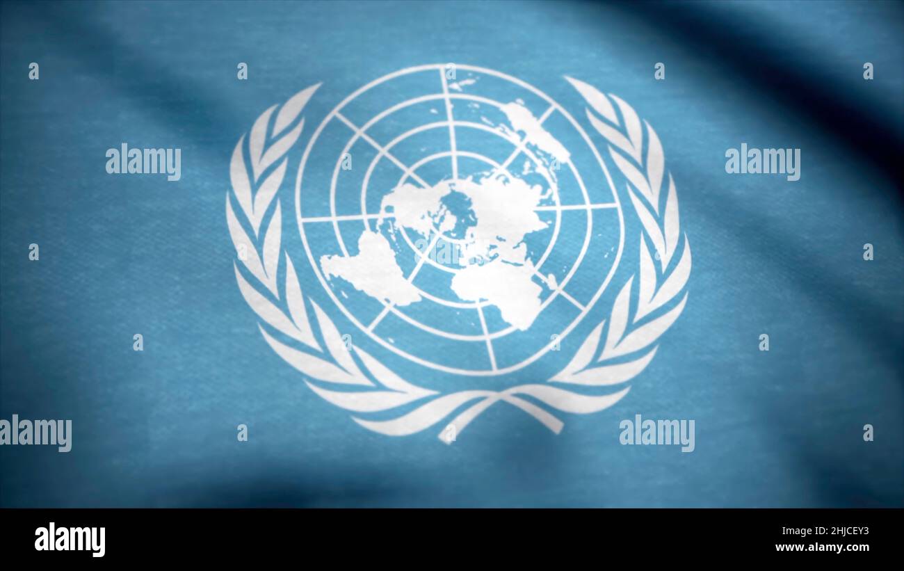 United Nations flag. The United Nations flag waving in the wind ...