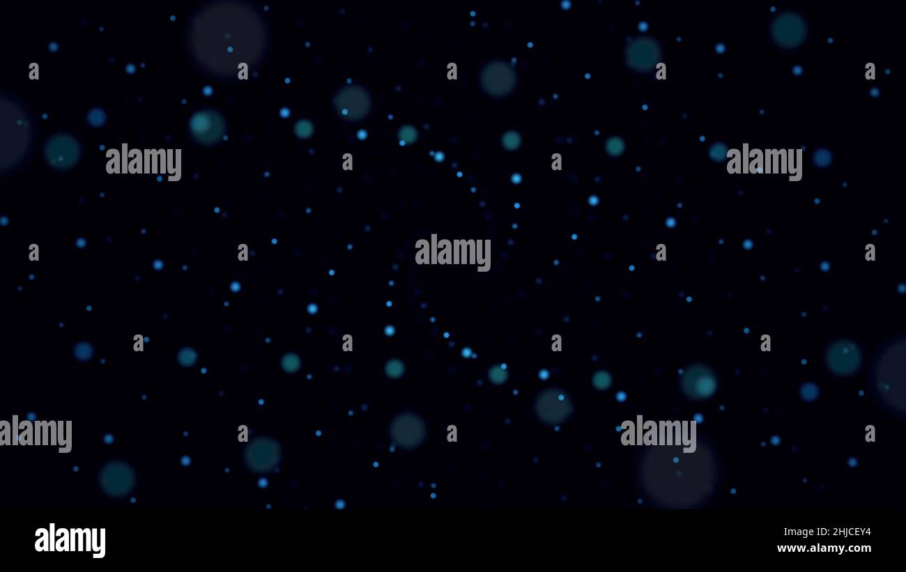 Abstract animation of moving blurred stains in tunnel on a dark blue ...
