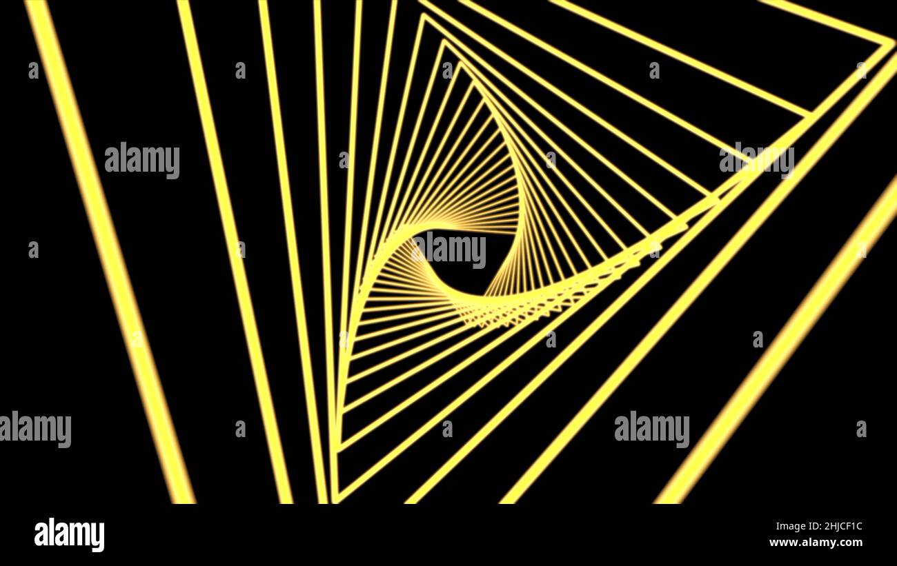 Abstract animation with rotating triangles on a black background ...