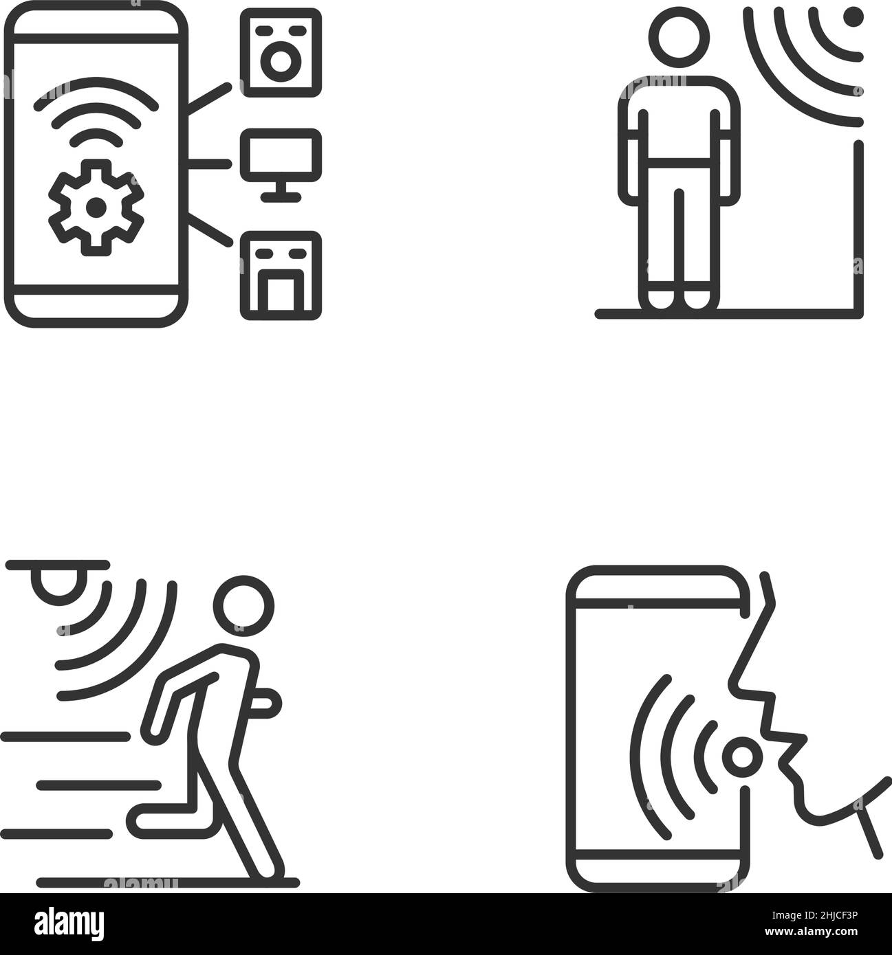 Sensor technology pixel perfect linear icons set Stock Vector Image ...