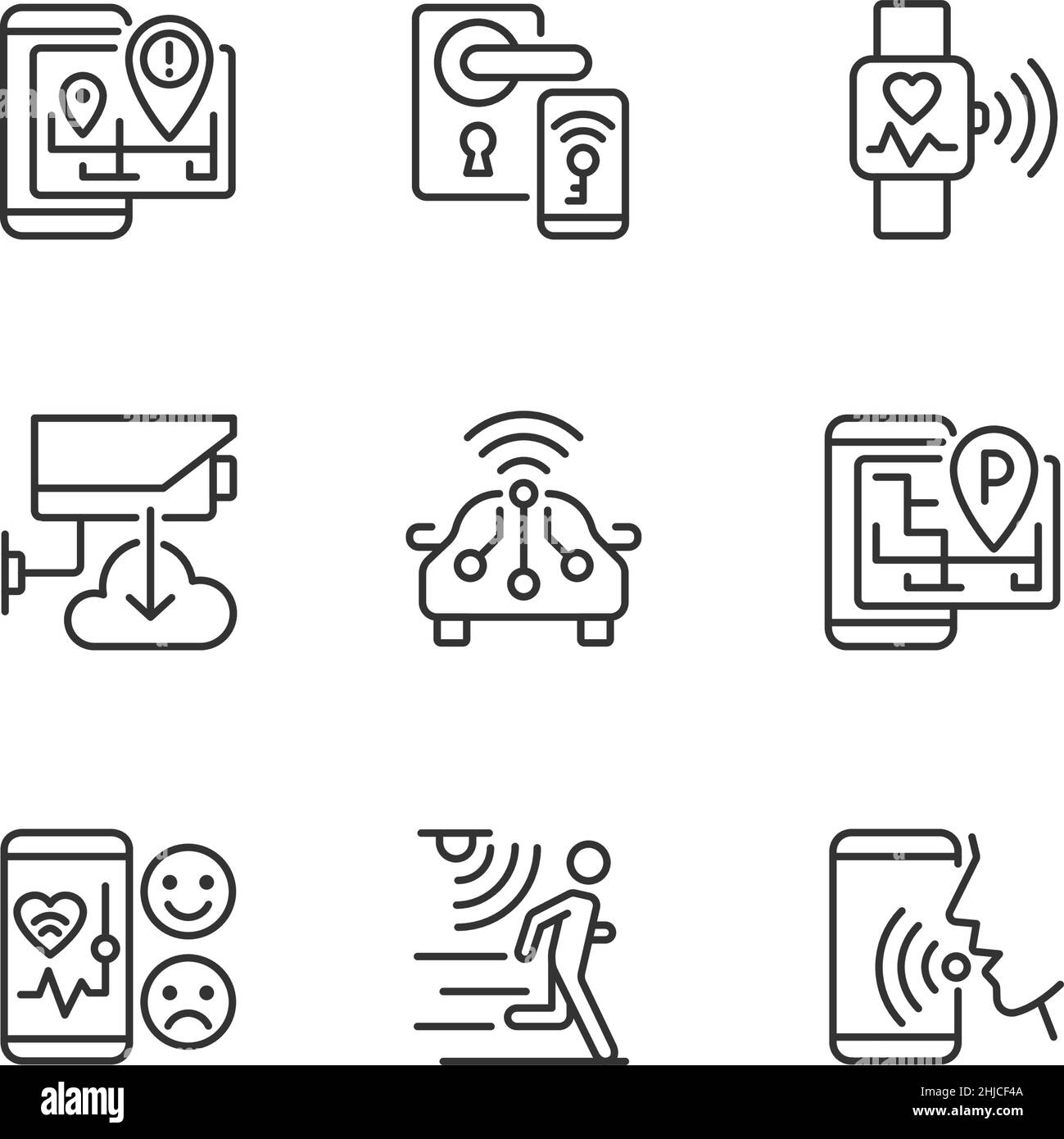 Internet of things pixel perfect linear icons set Stock Vector Image & Art - Alamy