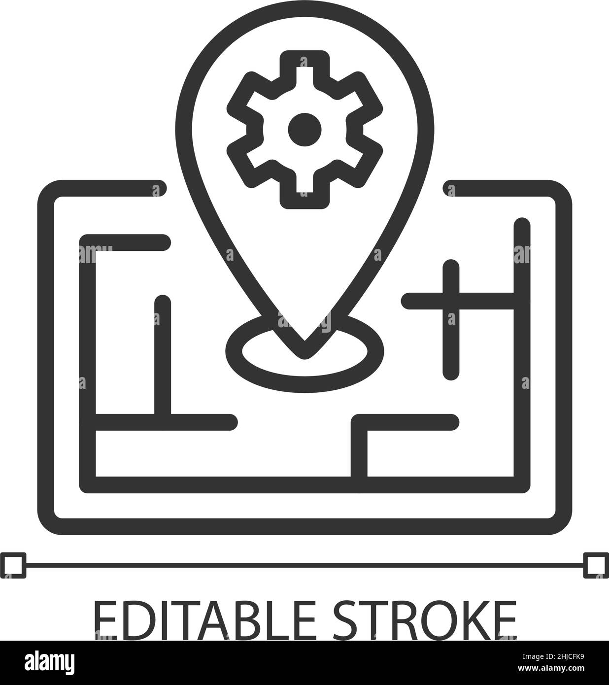 Smart mapping technology pixel perfect linear icon Stock Vector Image ...