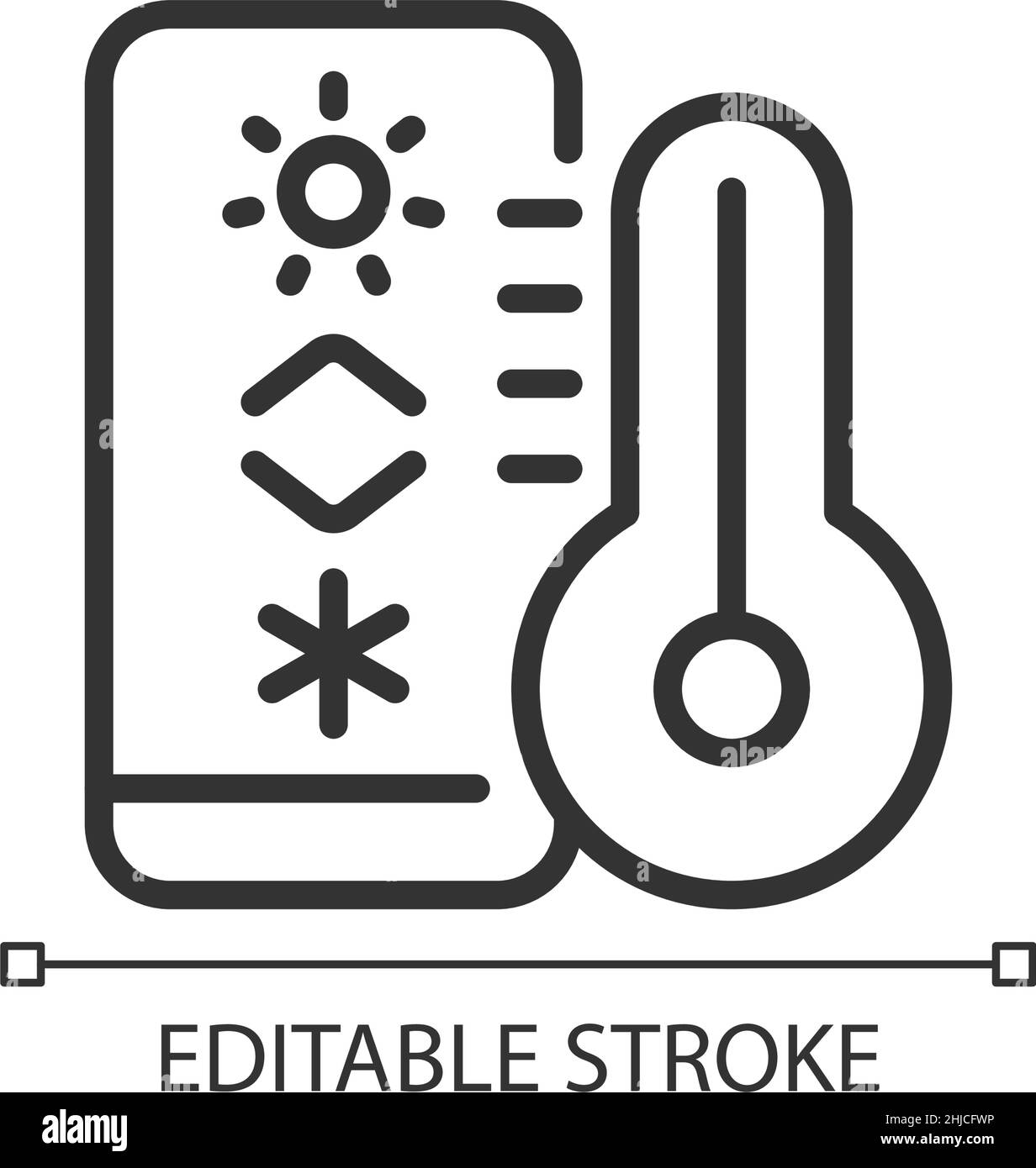 Temperature regulation pixel perfect linear icon Stock Vector Image ...