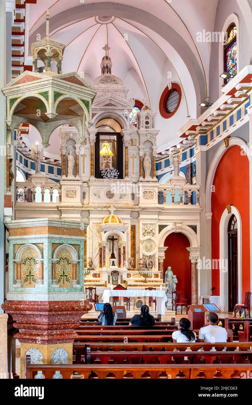 The interior architecture of the catholic church Our Lady of Charity of ...