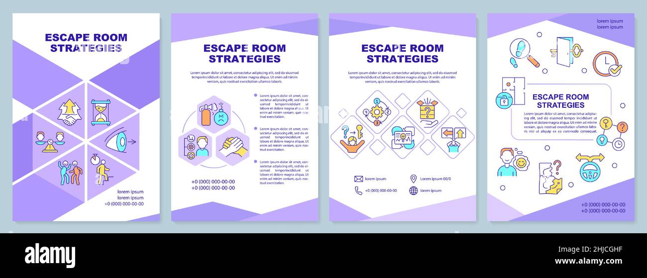 Escape room strategies purple brochure template Stock Vector Image ...
