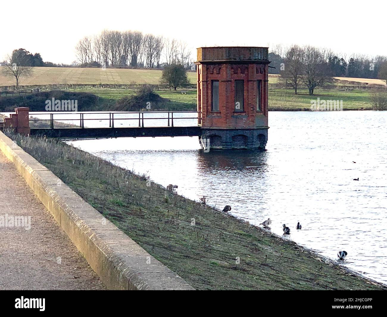 Sywell Country Park Northamptonshire UK pump station water lake weather ...