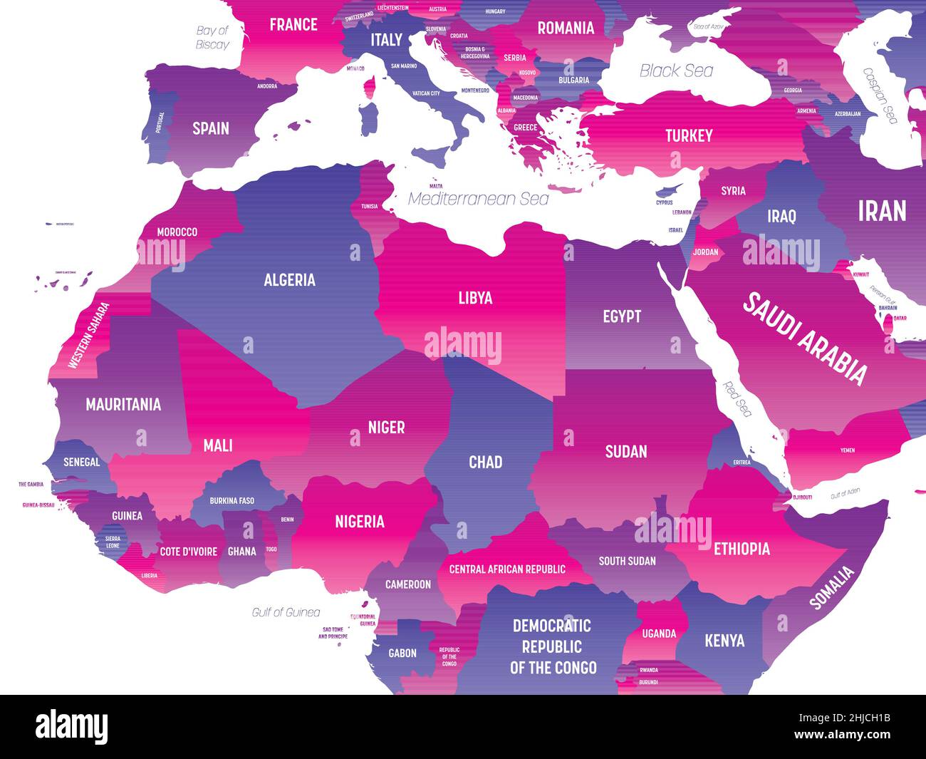 Northern Africa map detailed political map with lables Stock Vector ...