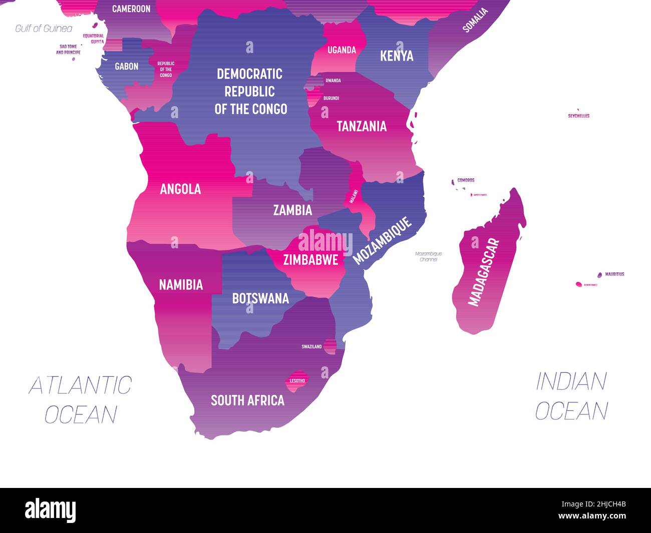 Southern Africa detailed political map with lables Stock Vector Image ...