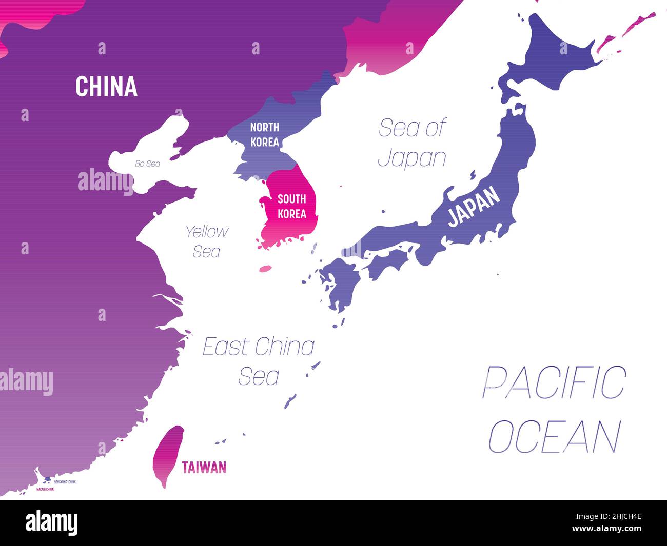 East Asia detailed political map with lables Stock Vector Image & Art ...