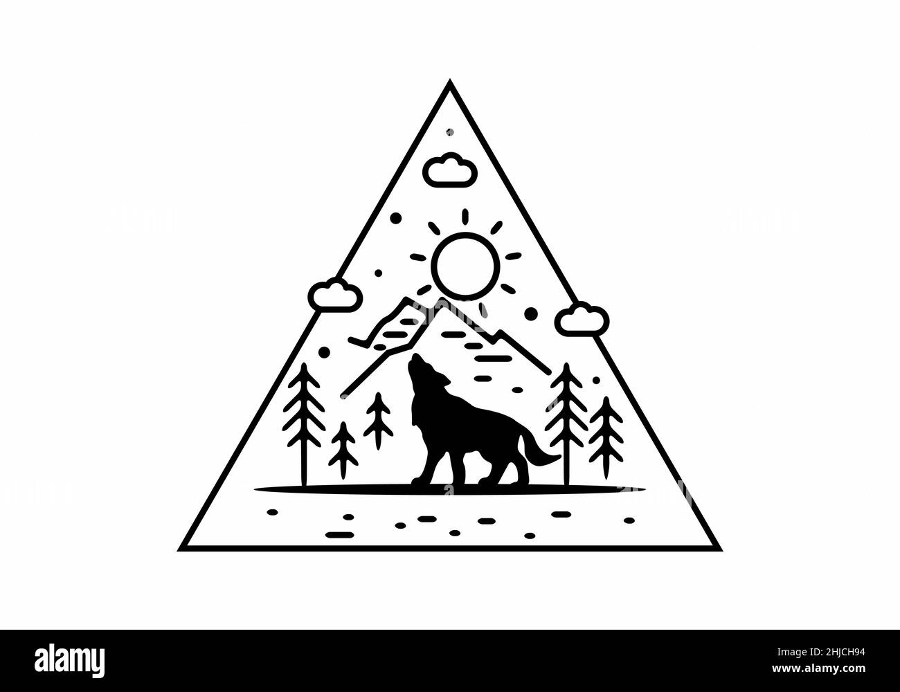 Line art illustration of wild wolf design Stock Vector Image & Art - Alamy