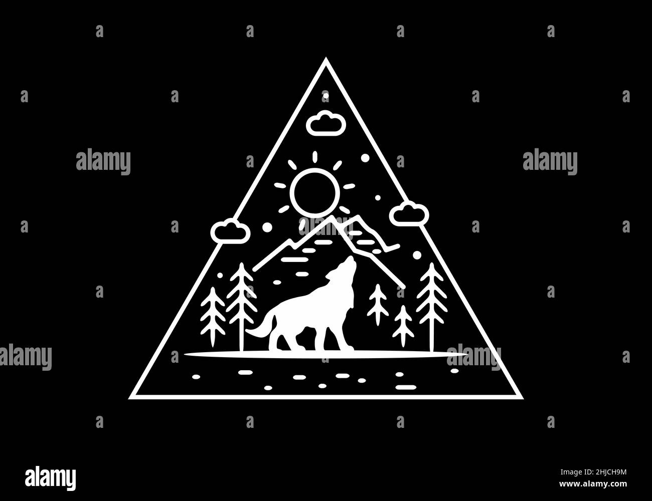 Line art illustration of wild wolf design Stock Vector Image & Art - Alamy