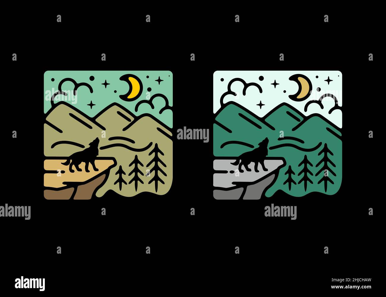 Line art illustration of wild wolf design Stock Vector Image & Art - Alamy