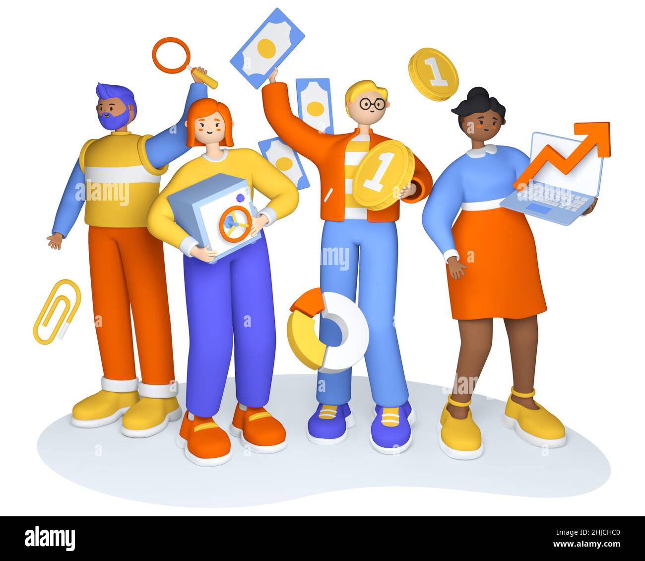 Profit and income - modern colorful 3D illustration with cartoon ...