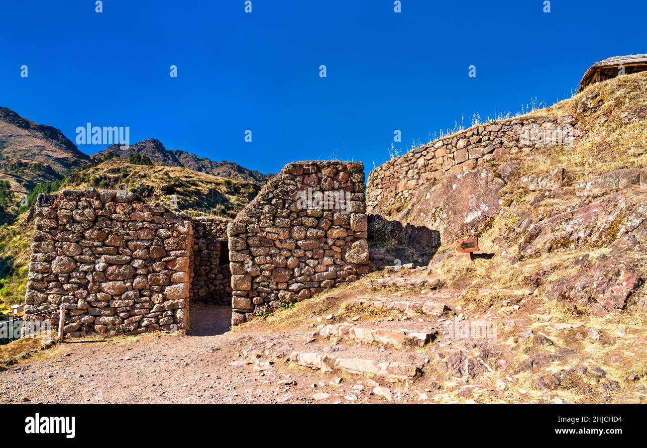 Pisac archaeological complex in the Sacred Valley of the Incas in Peru ...