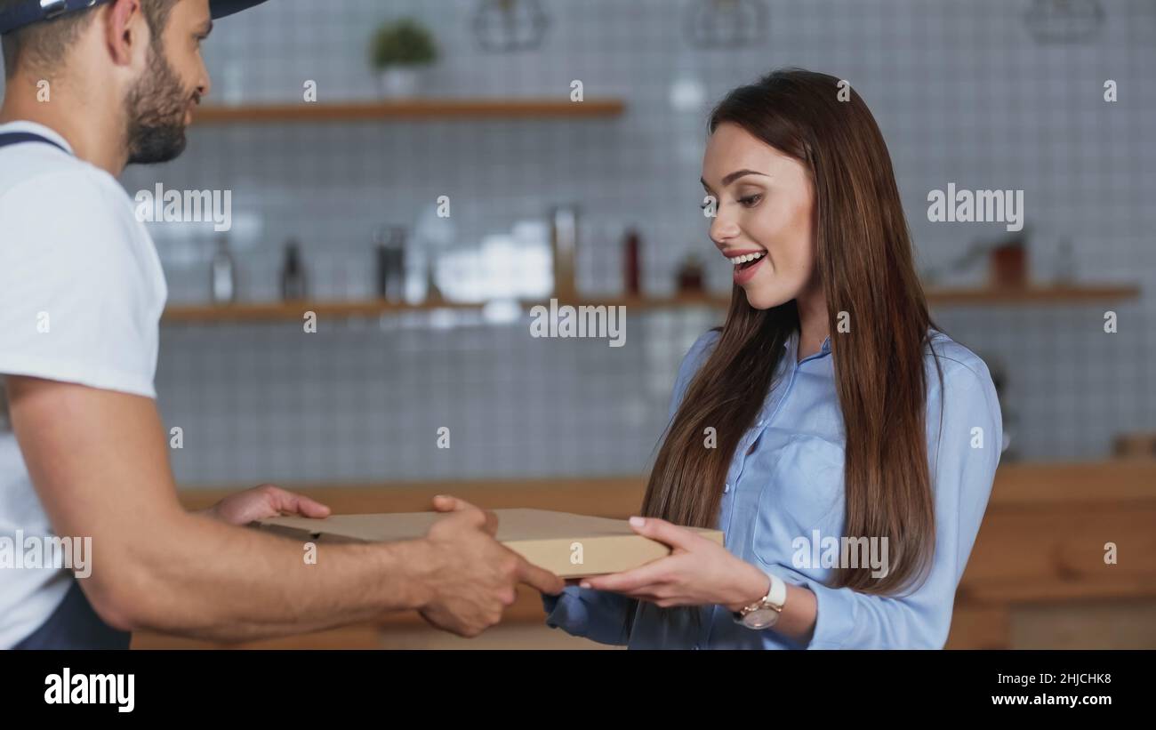 Smiling woman pizza taking hi-res stock photography and images - Alamy