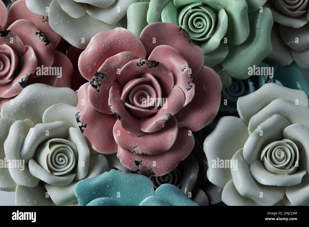 Colorful Ceramic Roses Stock Photo - Alamy