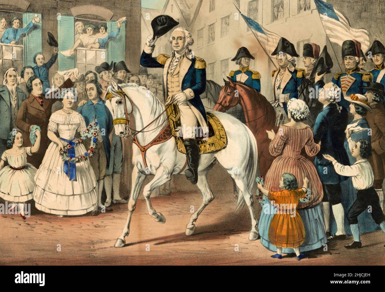 George Washingtons Entry Into New York On The Evacuation Of The City By The British After The 
