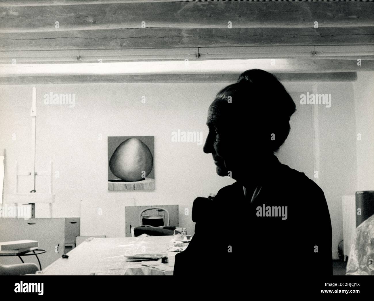 Artist Georgia O'Keeffe in her home studio on the Ghost Ranch in ...