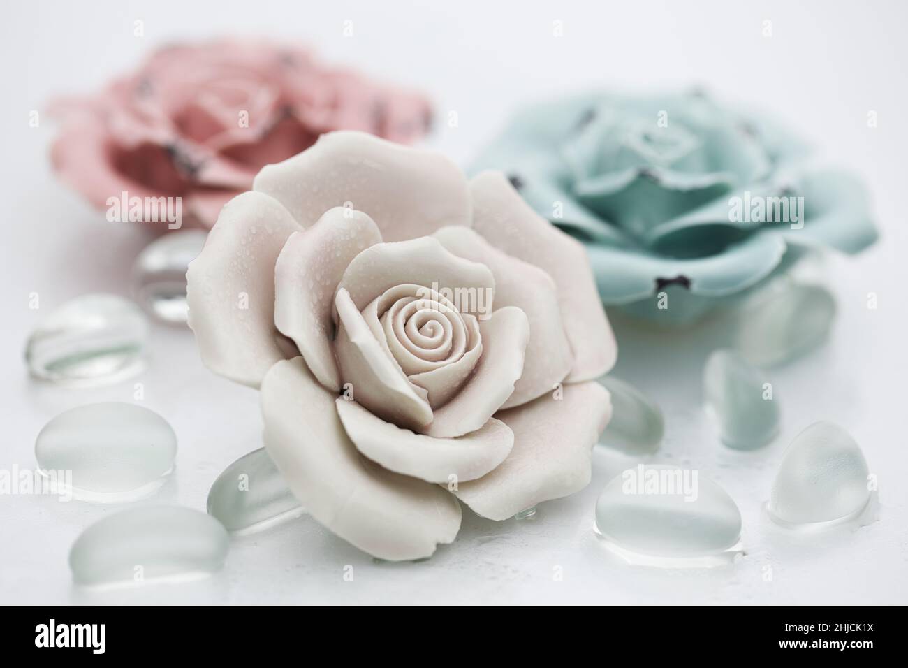 Ceramic Roses with Transparent Stones Stock Photo - Alamy