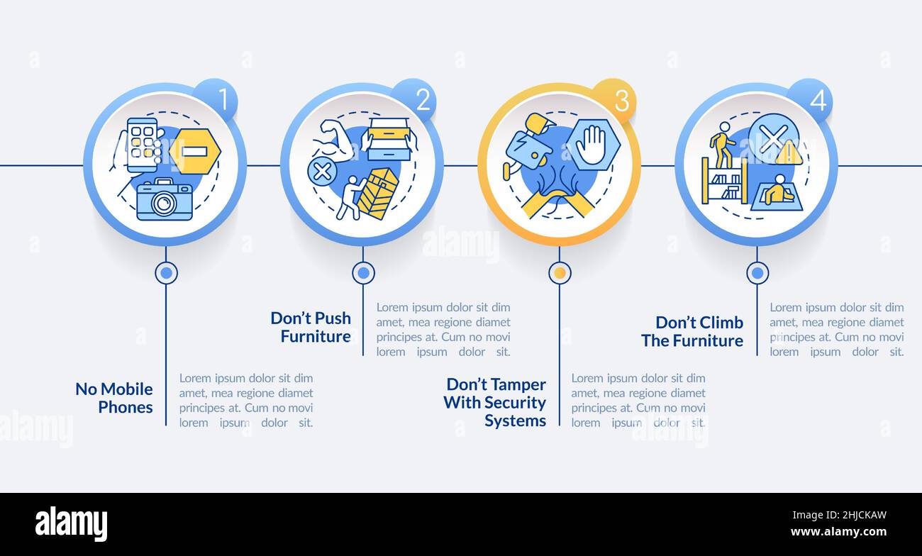 Escape room safety precautions circle infographic template Stock Vector ...