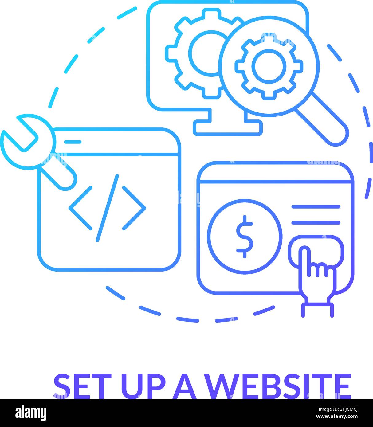 Set up website blue gradient concept icon Stock Vector Image & Art - Alamy