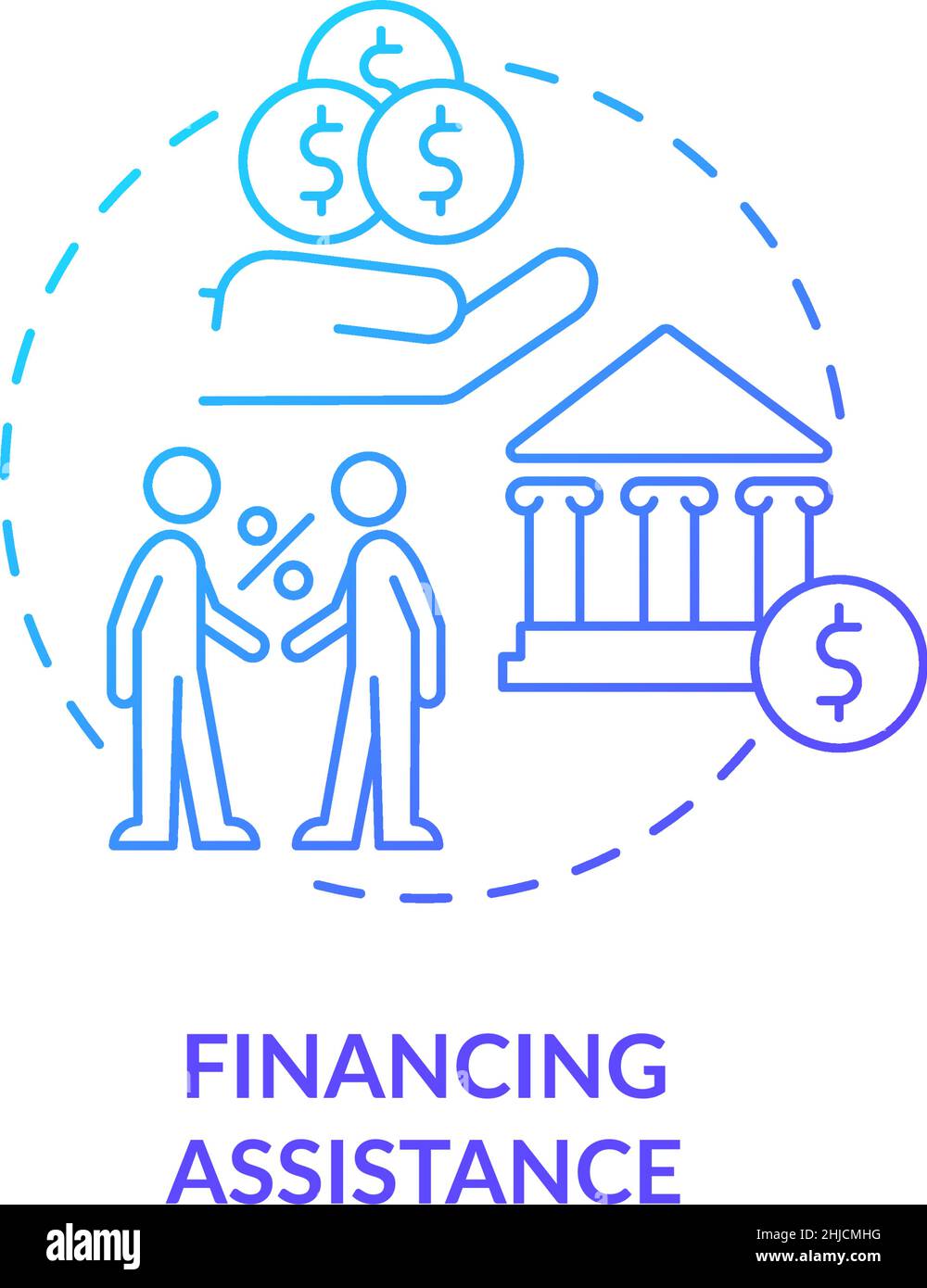 Financing assistance blue gradient concept icon Stock Vector Image ...