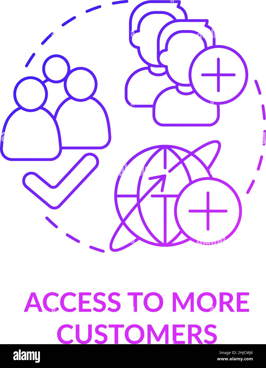 Access to more customers purple gradient concept icon Stock Vector ...