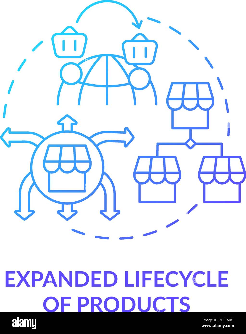 Expanded lifecycle of products blue gradient concept icon Stock Vector ...