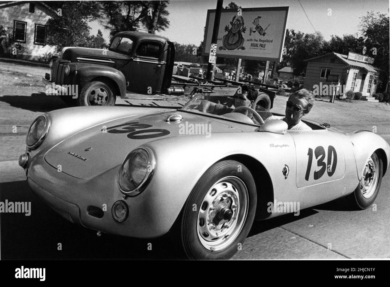 James Dean (1931 - 1955) driving his 1955 Porsche Spyder, hours before ...