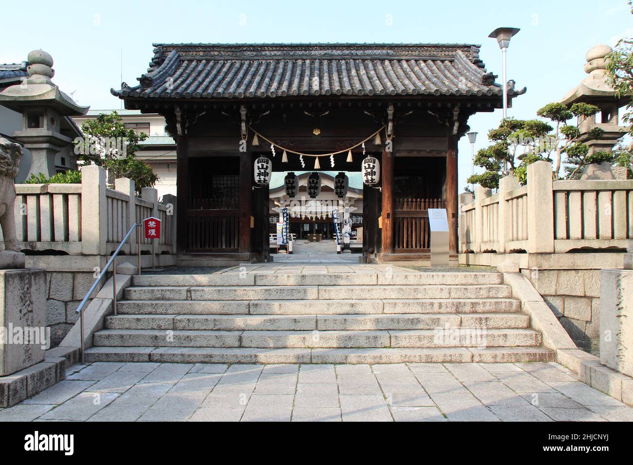 buddhist (?) temple (tenmangu) in okayama in japan Stock Photo - Alamy