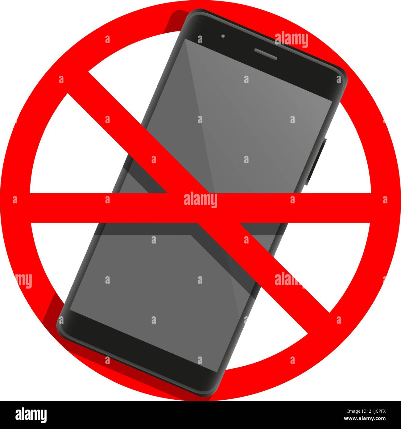 Cell telephone warning stop sign icon. Push button phone turn off ...