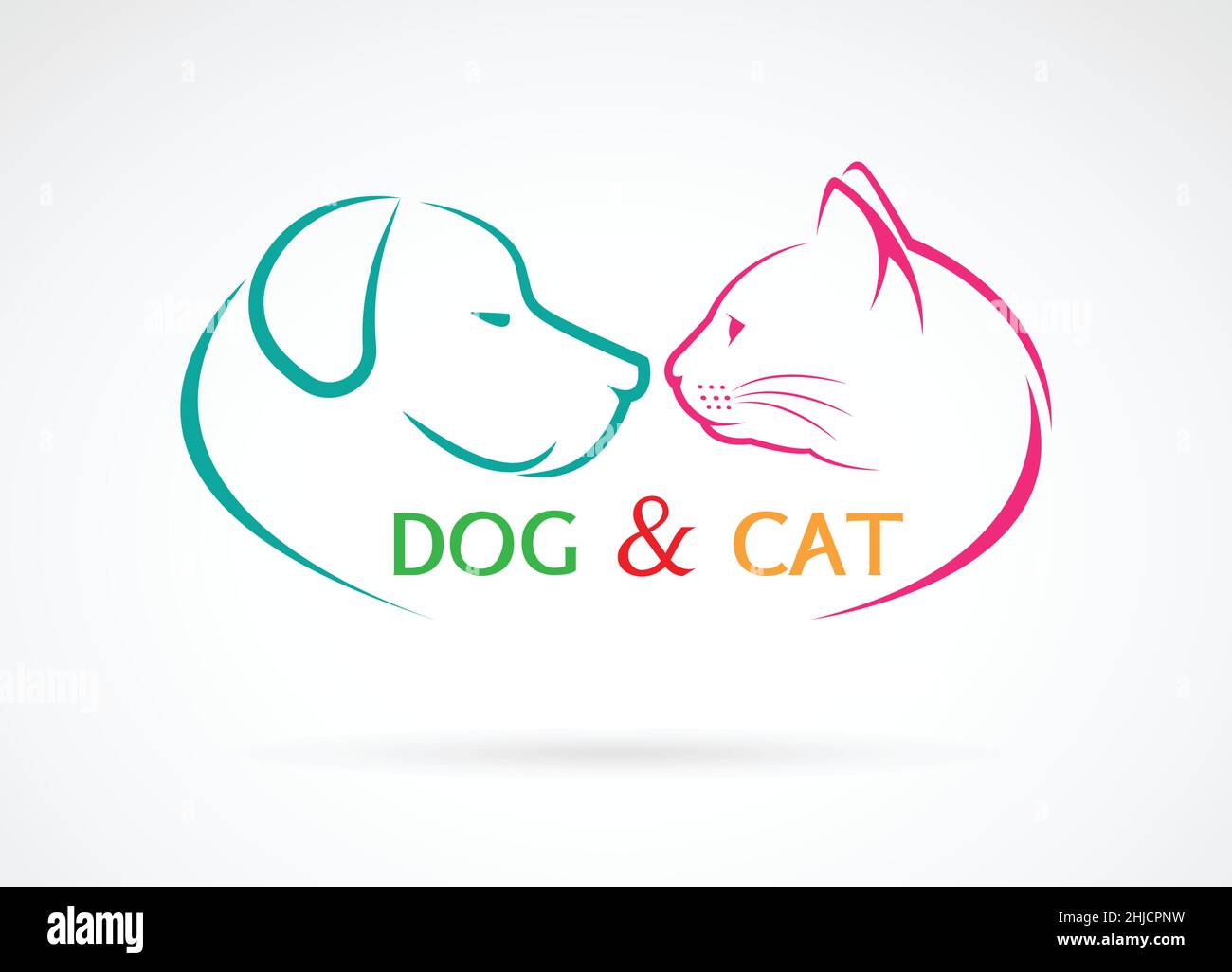 Vector image of a dog and cat on a white background. Easy editable ...