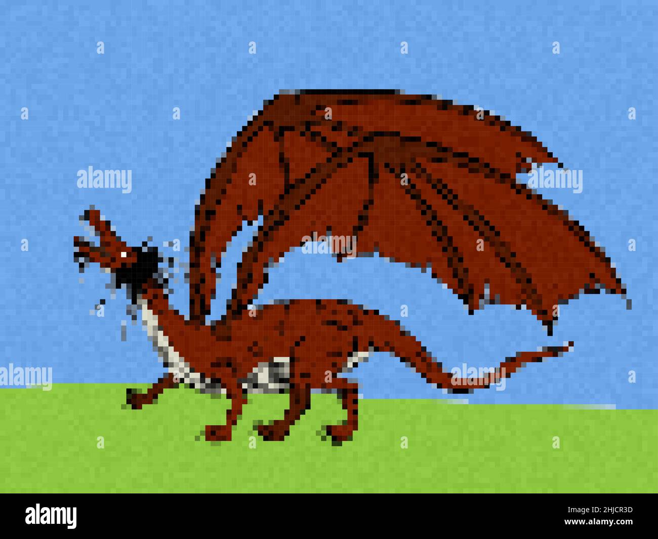 Pixel art winged dragon, vector illustration Stock Vector Image & Art ...