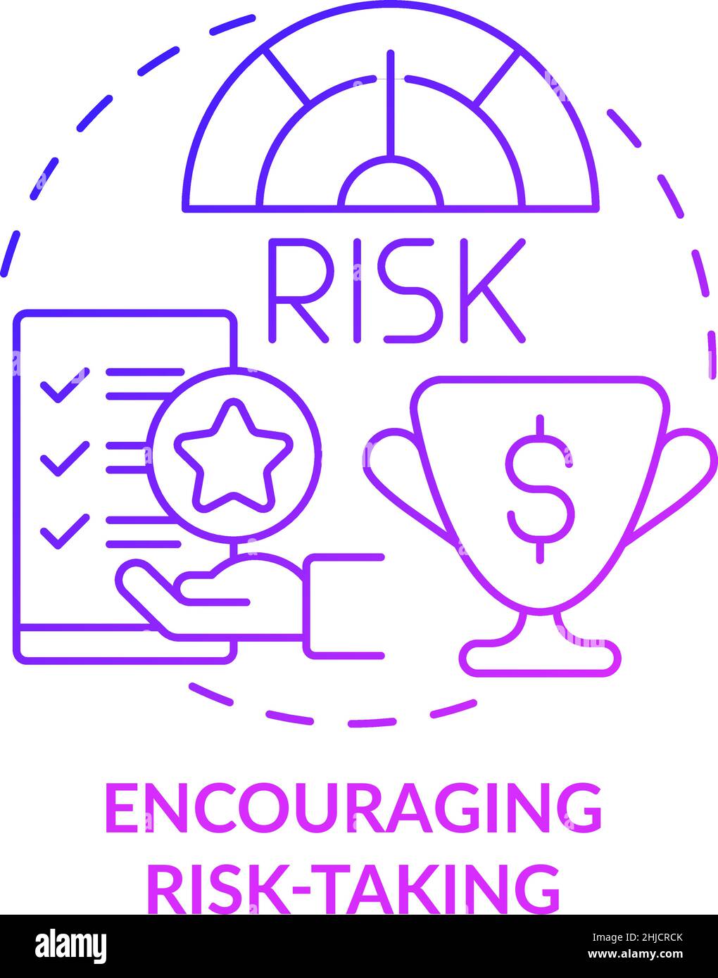Encouraging risk-taking purple gradient concept icon Stock Vector Image ...