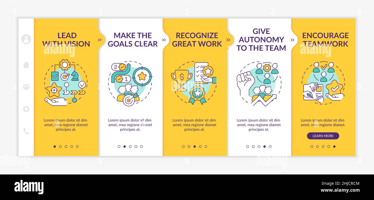 Improving employee motivation yellow onboarding template Stock Vector ...