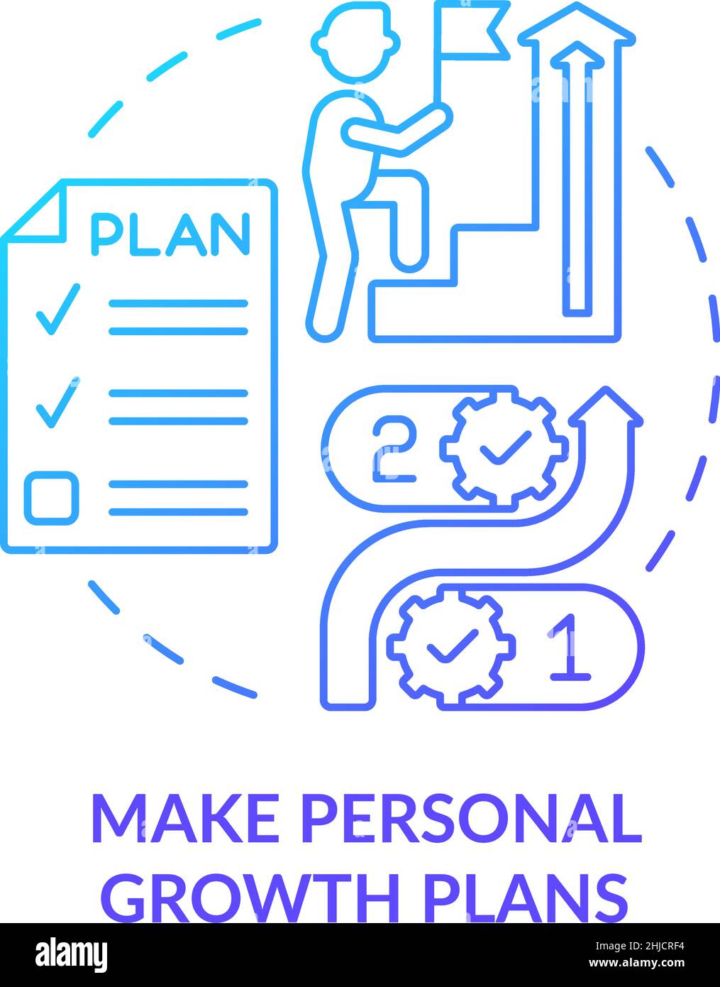 Make personal growth plans blue gradient concept icon Stock Vector ...