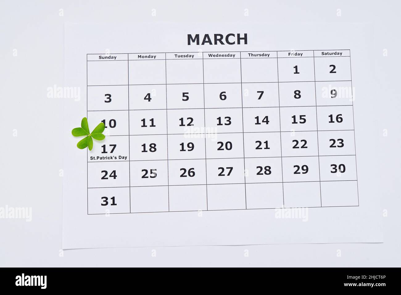 Closeup view of paper calendar sheet with selected date March 17 Stock ...
