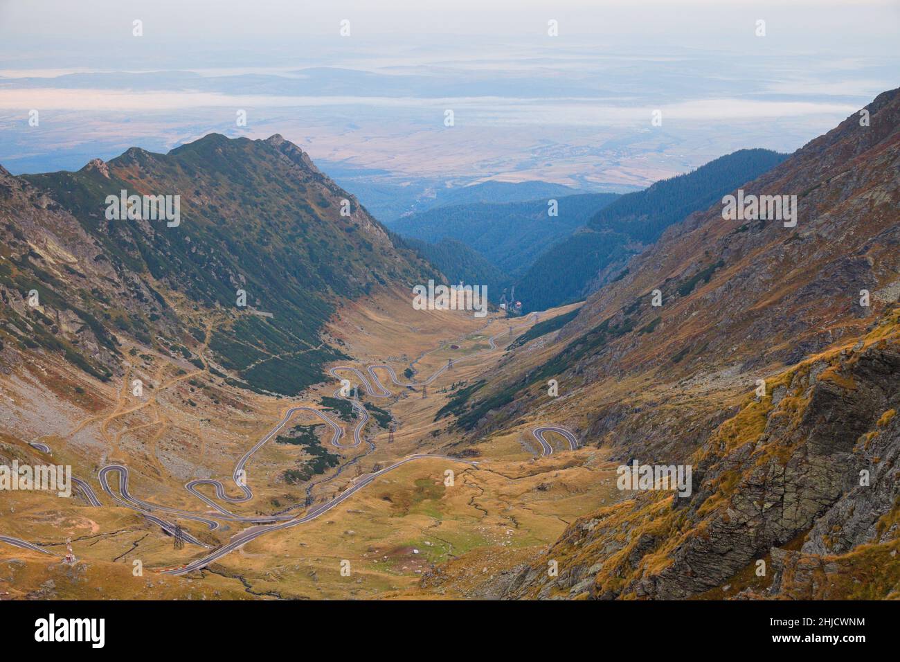 Landscape with Transfagarasan Highway in Fagaras mountains Stock Photo ...