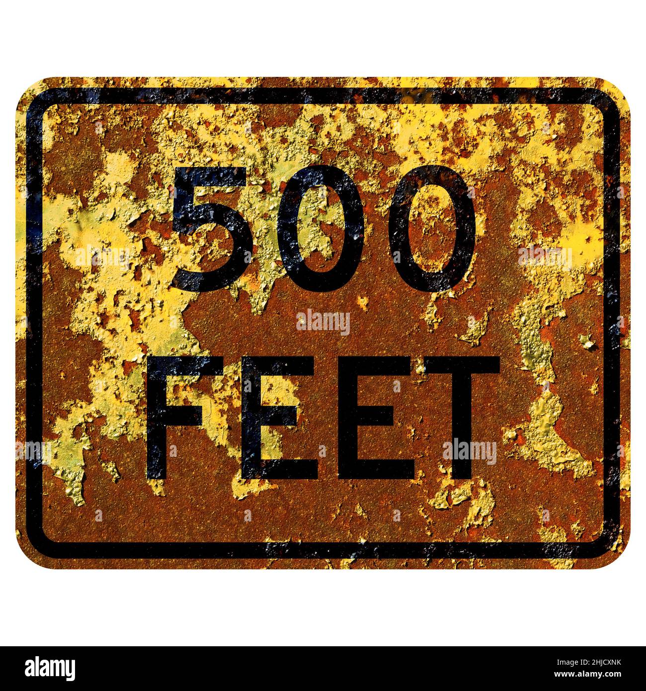 Old rusty American road sign - 500 feet Stock Photo - Alamy